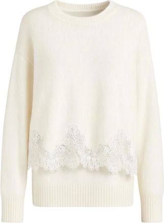 Twinset Femme, Pulls, Blanc, Taille: 42 FR Pull à bordure en dentelle