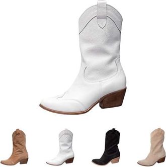 Generic Bottines en daim pour femme - Coupe large - Talon bas - Fermeture &eacute;clair lat&eacute;rale - Style r&eacute;tro - Chaussures de marche confortables &agrave; enfiler - Style 