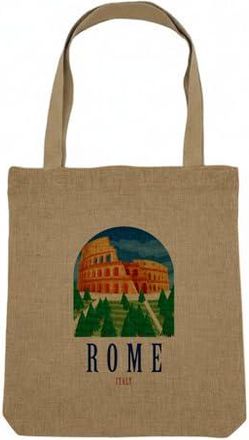 Fabulous Sac Shopping Tote Bag Aspect Lin - Rome Italie Colisee Illustration Voyage Vacances - Sac de Courses Toile Epaisse 360g Beige Naturel Cabas Port&eacute; Epau