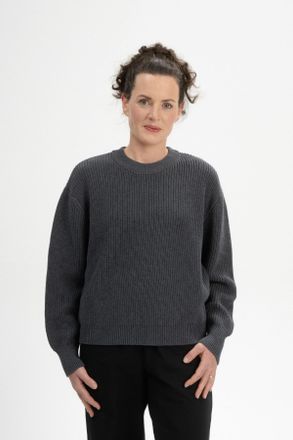 Mela Damen vegan Rippstrickpullover Adah Anthrazit Meliert