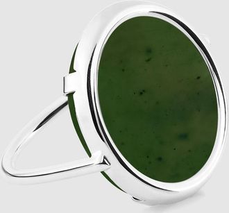 Ginette NY Bague Disc Jade Or Blanc