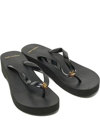 Tory Burch logo-detail flip flops - Schwarz