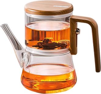 Generic Teekanne Magnetische Glasteekanne, Wassertrennung Glasteekanne Hochtemperaturbeständige Drucksteuerung Teekannentrennung Herausnehmbares Teesieb Teeka