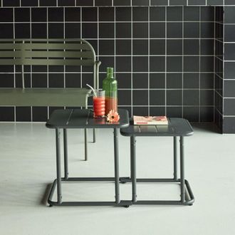 Sweeek Table gigogne ext&eacute;rieure carr&eacute;e en acier 45cm kaki - Am&eacute;lia