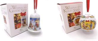 Hutschenreuther Porzellanglocke & Porzellankugel 2000 OVP - Weihnachtsglocke Weihnachtskugel