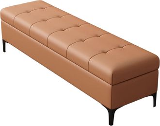 Generic Sitzbank mit Stauraum Echtlederpolsterung Massivholzrahmen Schuhbank mit Sitzfl&auml;che Aufbewahrungsfach mit Klappe Bis 150 Kg Belastbar f&uuml;r Wohnzimmer, 