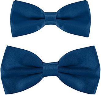 DonDon Ensemble de noeuds papillon père-fils en look partenaire, déjà attaché et ajustable - Bleu Foncé