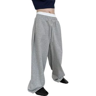 Generic Pantalon de jogging d&eacute;contract&eacute; ample de couleur unie pour homme, pantalon de surv&ecirc;tement tendance pour homme, pantalon cargo &agrave; taille &eacute;lastique, pant