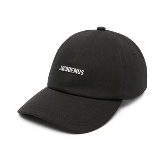 Jacquemus unisex, Accessoires, Noir, Taille: 60 CM Chapeaux en Coton Noir avec Logo