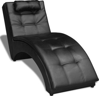 Festnight Kunstleder Chaiselongue mit Kissen Liegesessel Relaxliege Loungeliege Liegekomfort Ergonomisch 150 x 55 x 72 cm Schwarz/Weiss