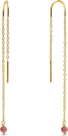 Singularu Drop Pink Ohrringe. Sterlingsilber mit 18 Kt Vergoldeter Beschichtung und Zirkonia. Schmuck f&uuml;r Damen