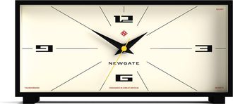 Newgate Watches Thunderbird Schreibtisch Uhr | Retro zeitgenössisches rechteckiges Design | Schwarz | Moderner mid Century Stil für Schreibtisch, kaminsims, tischplat
