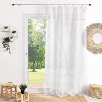 HOME MAISON Homemaison QABANE Vorhang mit B&auml;ndern Makramee, leichtes Polyester, doppelter Luftstoff, 7 B&auml;nder und 7 verdeckte Pfoten, Elegante Optik, 140 x 240 cm