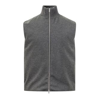 Jil Sander Homme, Vestes, Gris, Taille: XL Wool Melton Padded Vest