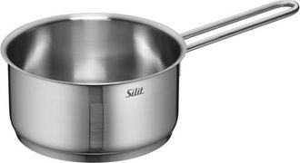 Silit Achat Stielkasserolle Induktion 16cm ohne Deckel, kleiner Topf, Kochtopf klein 1,4l, Milchtopf Induktion, Edelstahl teilmattiert, unbeschichtet, backo