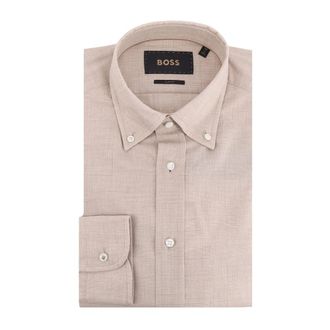 HUGO BOSS Slim-Fit Baumwollhemd - - Shirts - Herren - Beige - M