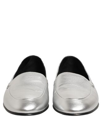 Dolce & Gabbana Mens Silver Leather Dg Logo Slip On Loafers Shoes