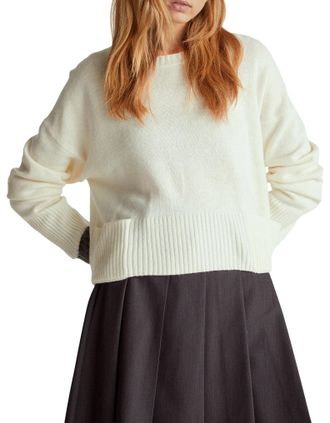 Benetton Damen Maglia G/C M/L 126wd10e4 Pullover, cremewei&szlig;, S