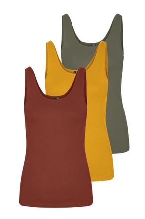 Vero Moda Damen VMMAXI My Soft UU Tank TOP GA 3PACK, Burnt Henna/Golden Yellow/Dusty Olive, XXL