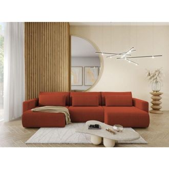Fun Möbel Wohnlandschaft Sofa mit Schlaffunktion chaira Stoff Curio Ziegelrot