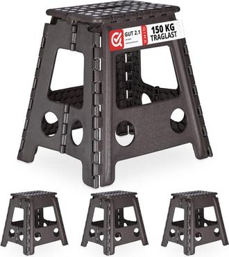 Relaxdays Relaxdays Klapphocker faltbar, 4er Set, Camping Hocker, gro&szlig;er Badhocker, bis 150 kg, Kunststoff, HBT: 39x39x32 cm, grau