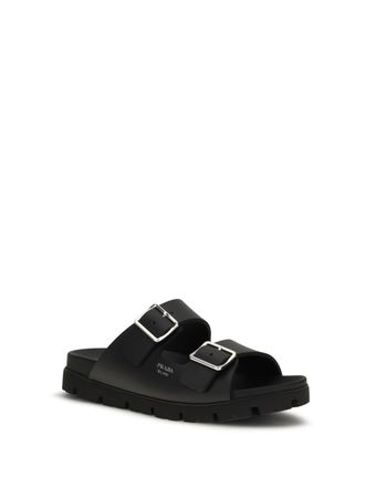 Prada Mens Leather Sandals Nero