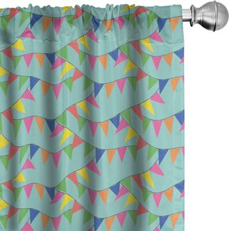 Abakuhaus Karneval Vorh&auml;nge, Gardinen, Bunting Partei Flaggen-Druck, Fensterbehandlungen f&uuml;r Wohnzimmer Schlafzimmer Dekor, 2 St&uuml;ck 75 cm b x 245 cm h, Seafoam 