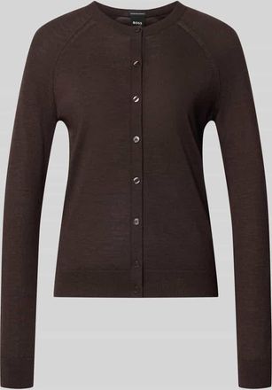 HUGO BOSS Cardigan aus Wolle mit Label-Detail