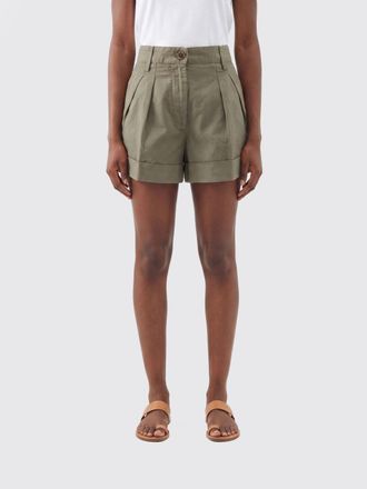 Aspesi Short taille mi-haute en m&eacute;lange de lin et coton avec revers