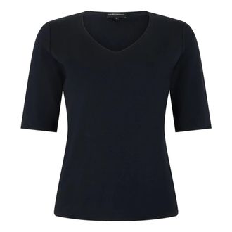 Emporio Armani Kurz&auml;rmeliges T-Shirt mit V-Ausschnitt - - Tops - Damen - Blau - XL