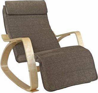 Brigros WeHome Swing Amor Schaukelstuhl mit Armlehnen aus Holz, Rocking Chair, Schaukelsessel mit Verstellbarer Fu&szlig;st&uuml;tze, Wohnzimmerstuhl, Schlafzimmersessel