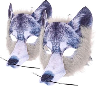 Angoily 2 St&uuml;ck Realistische Wolf Maske Furry Halbgesichtsmaske f&uuml;r Halloween Cosplay Party Karneval Leicht und Bequem f&uuml;r Erwachsene und Kost&uuml;mveranstaltunge