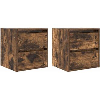 vidaXL Wand-Nachttische 2 Stk. R&auml;uchereiche 38x34x40 cm Vidaxl