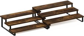 Furinno Ravel 3-st&ouml;ckiger Mehrzweck erweiterbarer, ineinander stapelbarer Gew&uuml;rzregal-Organizer f&uuml;r die K&uuml;chenarbeitsplatte, 2er-Set, Amber Pine/Schwarz