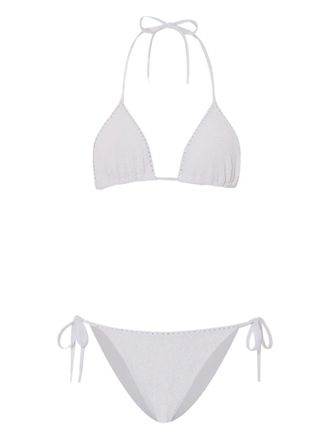 Hunza G Bikini mit Kristallen - Wei&szlig;