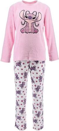 Disney Lilo et Stitch, Pyjama Long, Femme (FR/ES, Alpha/Lettres, TG, Taille Normale, Taille Normale, Rose Clair)