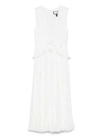 Nissa robe longue à appliques fleurs - Blanc