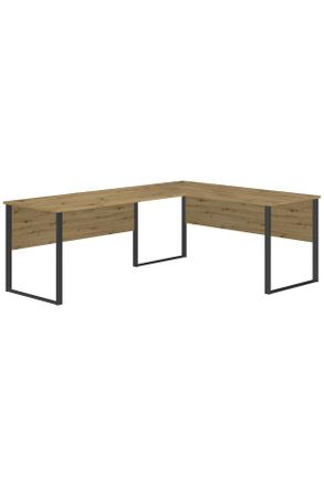 MID.YOU Mid.you Schreibtisch, Eiche Artisan, Holzwerkstoff, U-Form, 223x77x73 cm, Kabeldurchlass, seitenverkehrt montierbar, Arbeitszimmer, Schreibtische, B&uuml;r