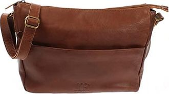 Leconi Cartable Sac en cuir pour dames Sac &agrave; bandouli&egrave;re Cuir v&eacute;ritable sac cabas Sac &agrave; main en Cuir pour femmes 34x26x11cm marron LE0067-buf