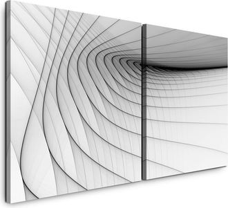 Paul Sinus Art GmbH Schwarze Streifen auf weißem Hintergrund 120x60cm - 2 Wandbilder je 60x60cm Kunstdruck modern Wandbilder XXL Wanddekoration Design Wand Bild