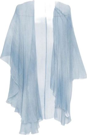 Ermanno Scervino Femme, Blouses et Chemises, Bleu, Taille: ONE Size Kimono Drap&eacute; Ouvert sur le Devant
