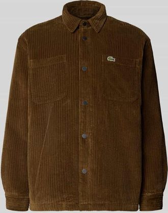 Lacoste Relaxed Fit Hemdjacke aus reiner Baumwolle