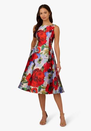 Adrianna Papell Abendkleid Floral Mikado Midi Dress Modern, schlicht, femininer Style