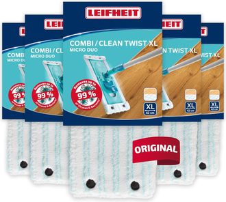 Leifheit Wischbezug CLEAN Twist XL, Combi XL Micro Duo 5er Set, Bodenwischer Ersatzbezug, Wischbezug aus Mikrofaser