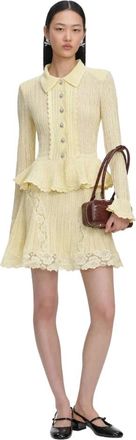 Self Portrait Femme, Blouses et Chemises, Jaune, Taille: 38 FR Mini-robe en maille