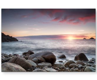 Paul Sinus Art Leinwandbilder | Bilder Leinwand 120x80cm Sonnenuntergang im Meer
