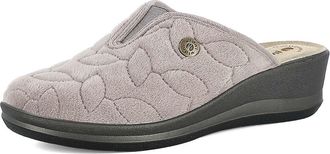 Inblu Damen Pantofole Donna Con Zeppa E Design Geometrico, Plantare Imbottito In Pelle, Tacco 4,5 cm Hausschuh, Taupe, 38 EU