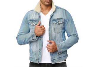 Red Bridge Jeansjacke aus robustem Denim mit weichem Teddyfell-Kragen weicher Teddyfell am Kragen