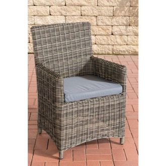 Clp Polyrattan Gartenstuhl Fontana 5mm grau-meliert eisengrau