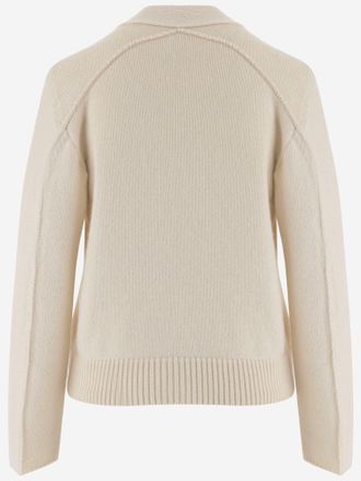 Bottega Veneta Womens Cardigan Stretch Wool-Blend Ivory Sweater